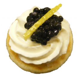 Blinis with Mascarpone and Avruga Caviar