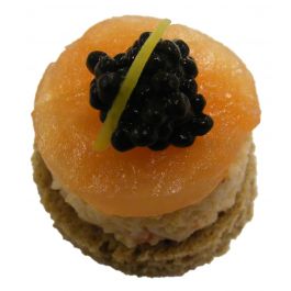 (F) Hot Smoked Salmon on Rye Bread with Avruga Caviar
